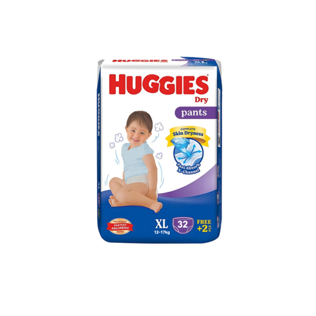 Huggies Dry Pants XL Size Diaper 12-17 kg 32 pcs (Malaysia) - Kids & Moms